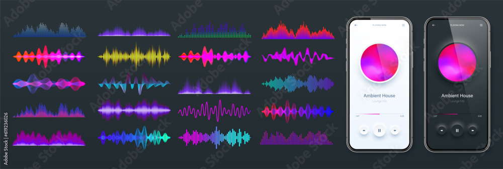 Online audio player user interface, smartphone app UI design. Music ...