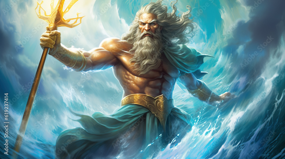 A beautiful image of Poseidon, the god of the seas. Olympian God. Greek ...