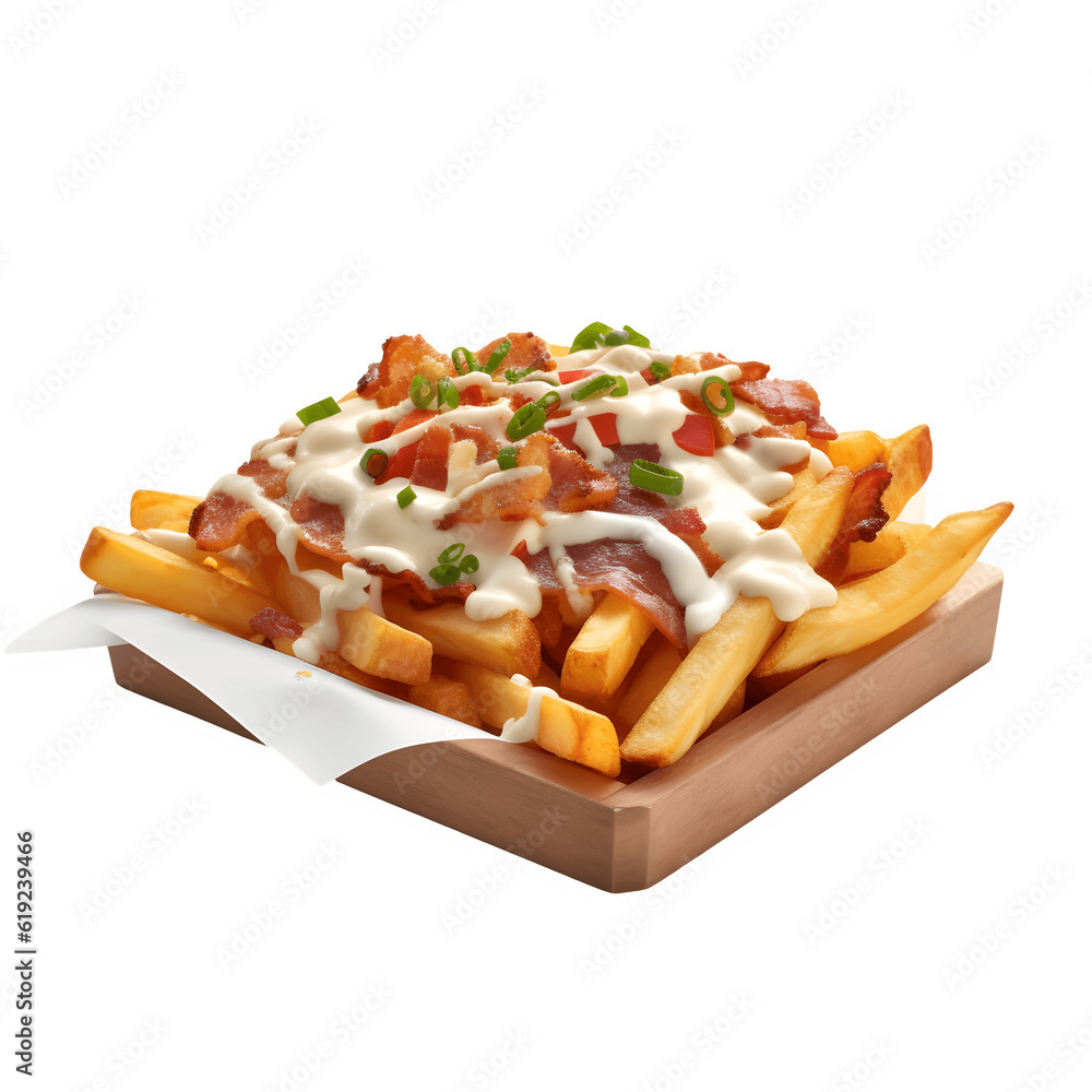 Loaded Cheese Fries French fries on transparent background, png file ...