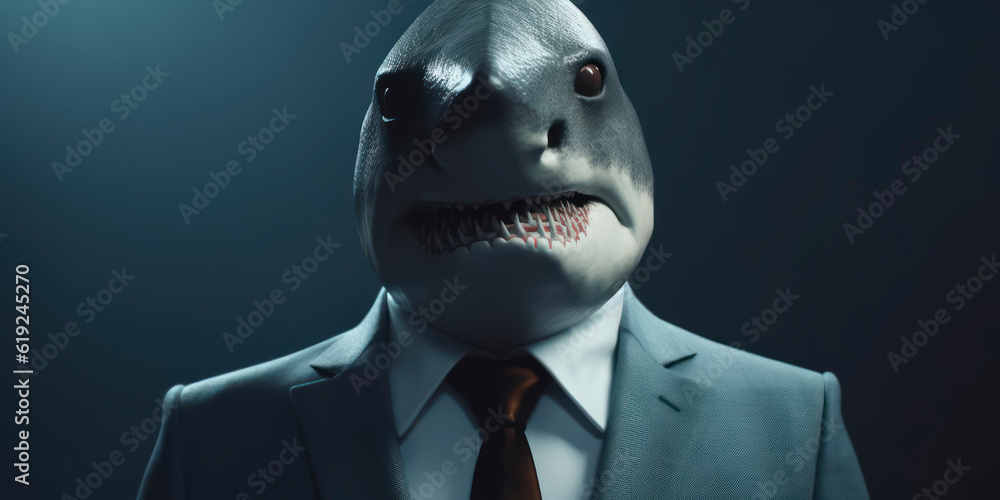 Anthropomorphic business White Shark with elegant suit, color ...
