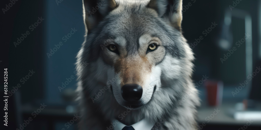 Anthropomorphic business Wolf with elegant suit, color background, A ...