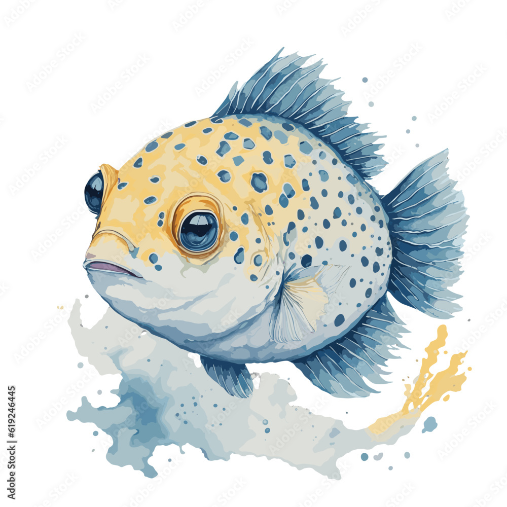 beautiful drawing of colored fishes, marine life, watercolor painting ...