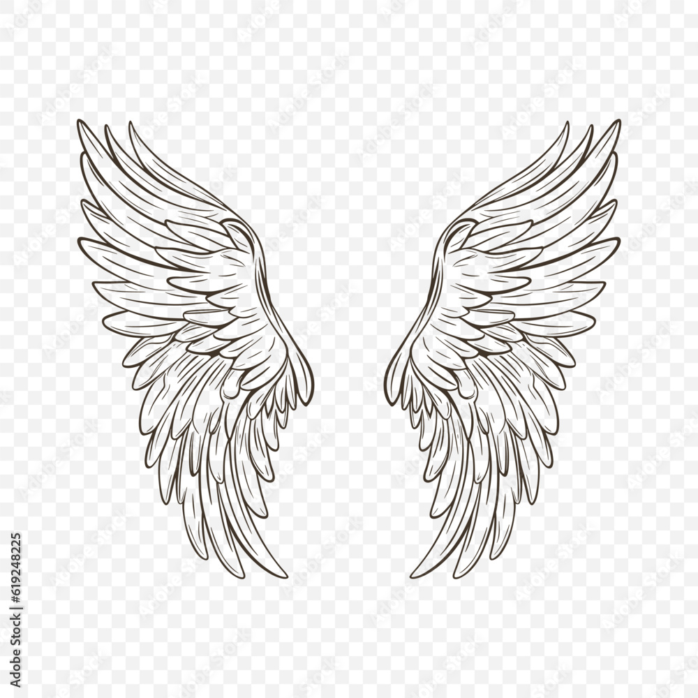 Vector Black Wing Icon. Vintage Angel Wings Icon, Design Template ...