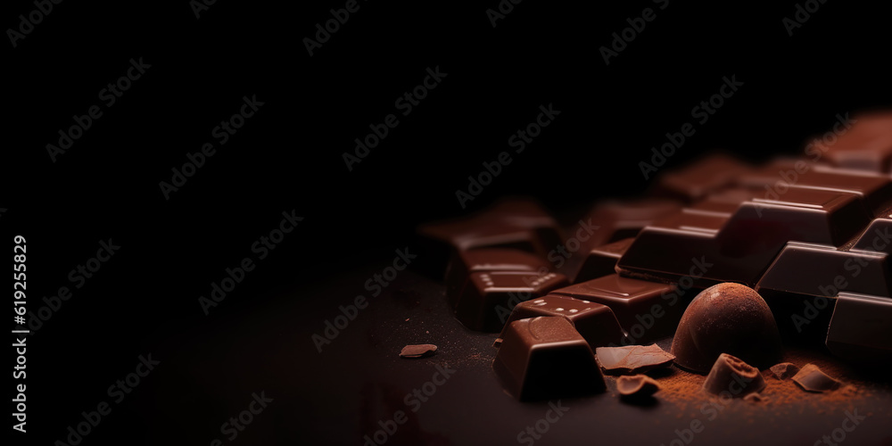 dark chocolate on black background, Chocolate bar background, chocolate ...