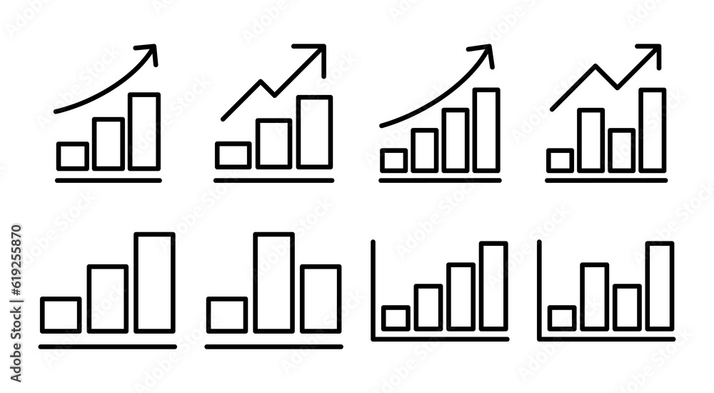 Growing graph Icon set illustration. Chart sign and symbol. diagram ...