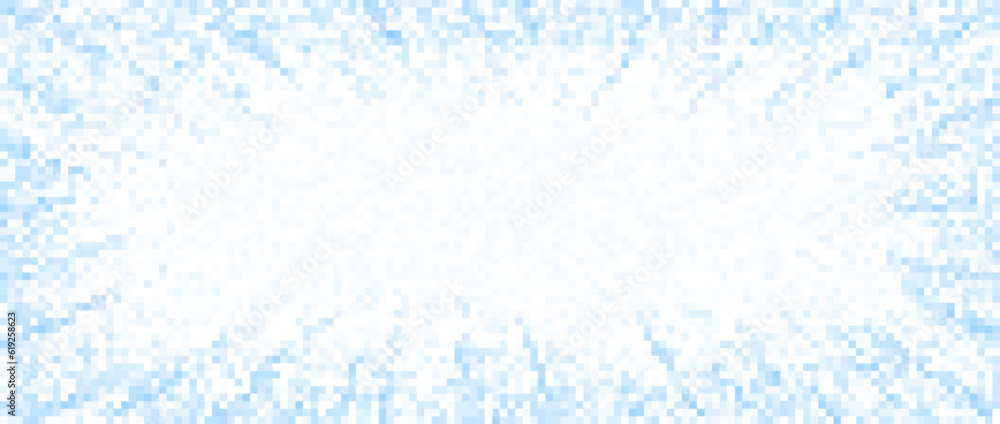 Fading pixelated blue frame. Radial navy noise grain texture ...