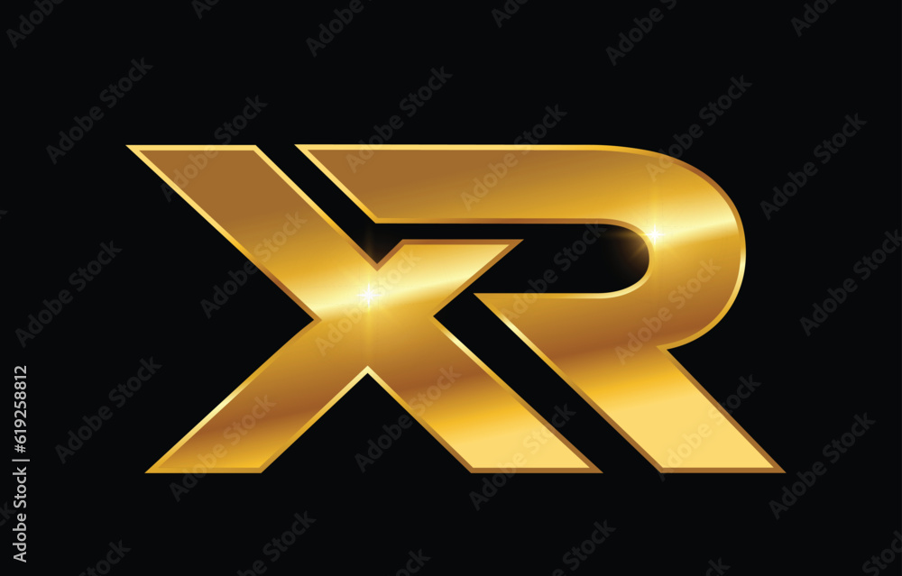 A vector illustration of golden xr monogram logo initial letters in ...