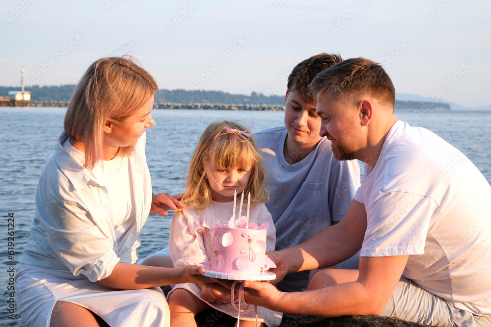 celebrate daughter's birthday 3 years in nature untie bow on cake ...