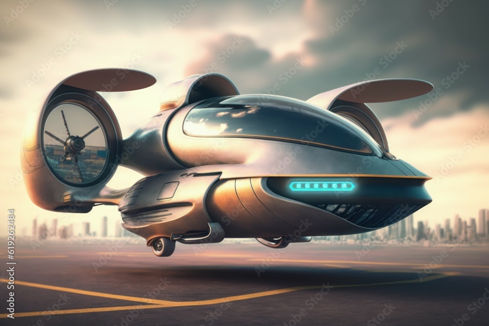 Futuristic model of a flying car. AI generated, human enhanced. Stock ...
