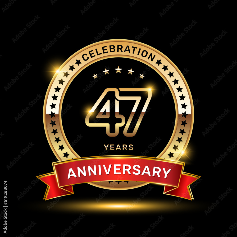 Vetor de 47th anniversary celebration logo design with golden color ...