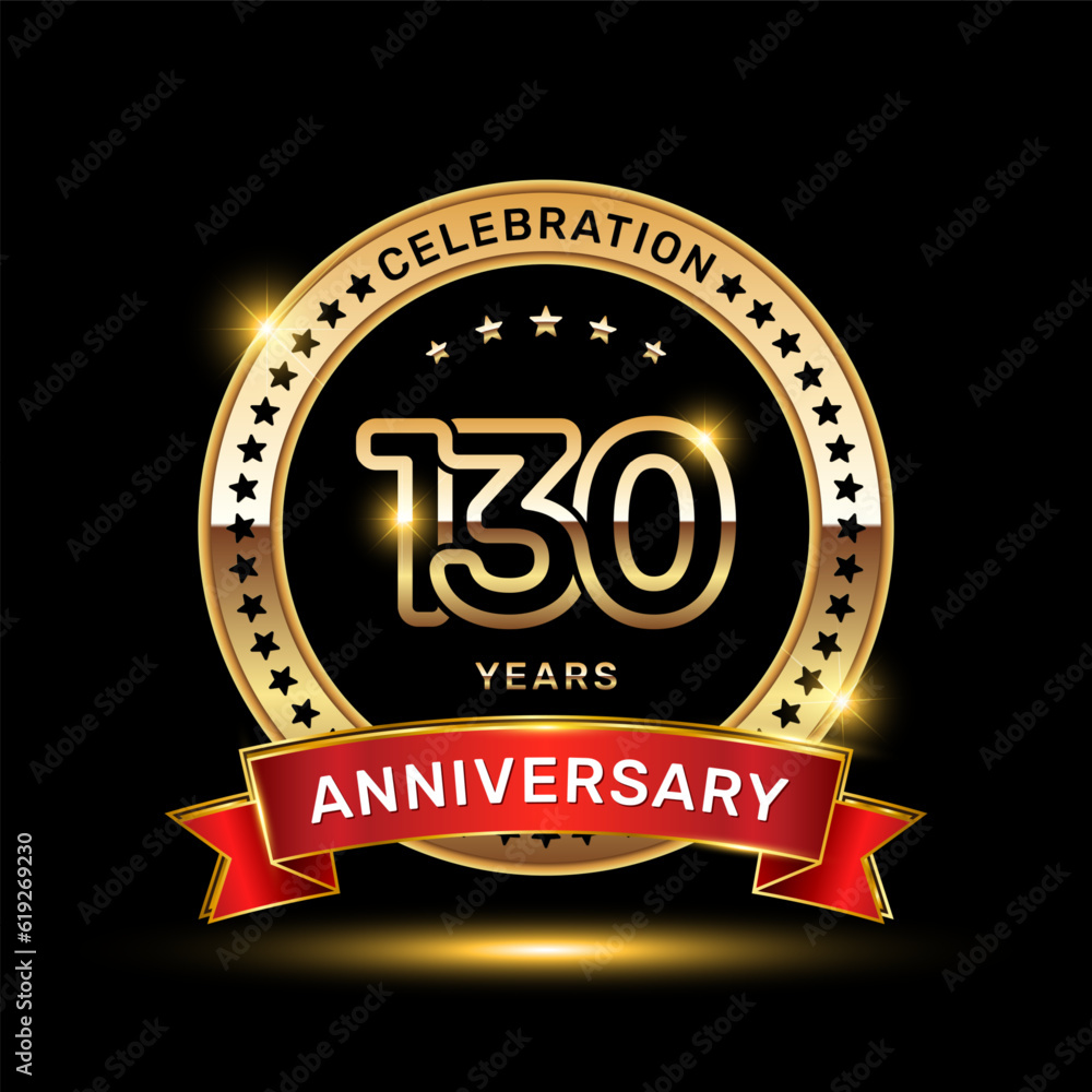 130th anniversary celebration logo design with golden color emblem ...