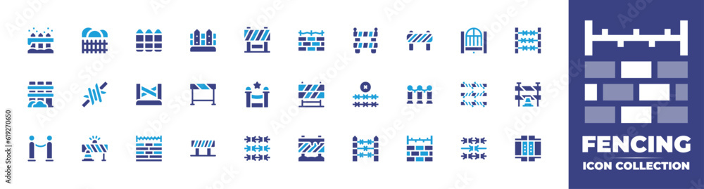 Fencing icon collection. Duotone color. Vector and transparent ...