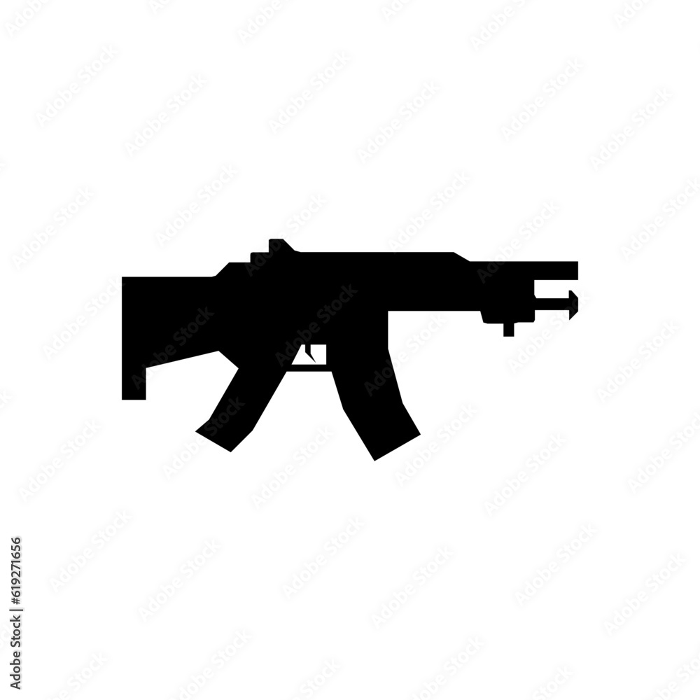 Assault Rifle icon in silhouette mode. Vector illustration in trendy ...