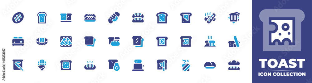 Toast icon collection. Duotone color. Vector and transparent ...