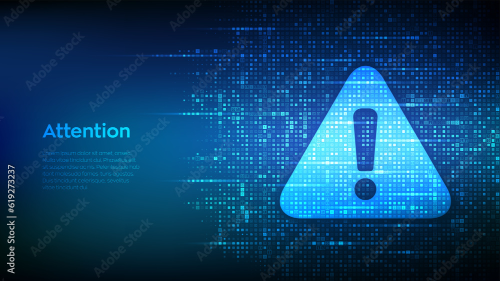 Attention Symbol Made With Binary Code Danger Sign Virus Alert Digital Binary Data And