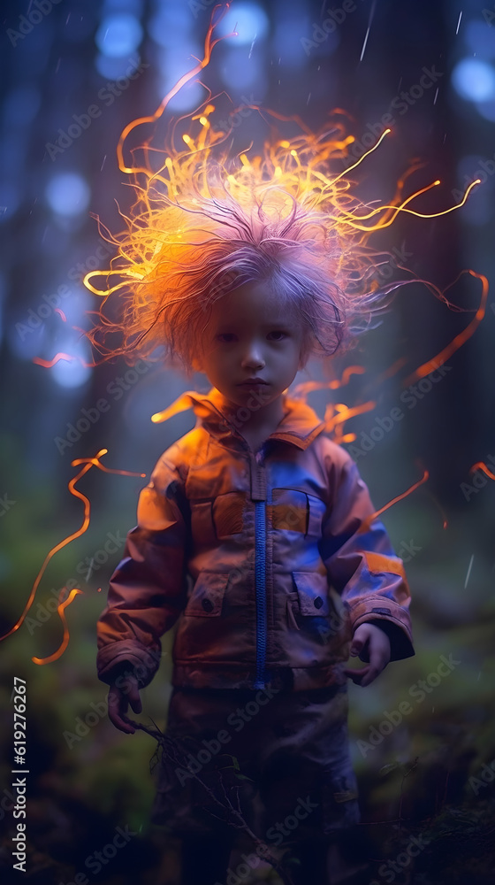 Neon Glow: An Otherworldly Portrait of a Child Illuminated in ...