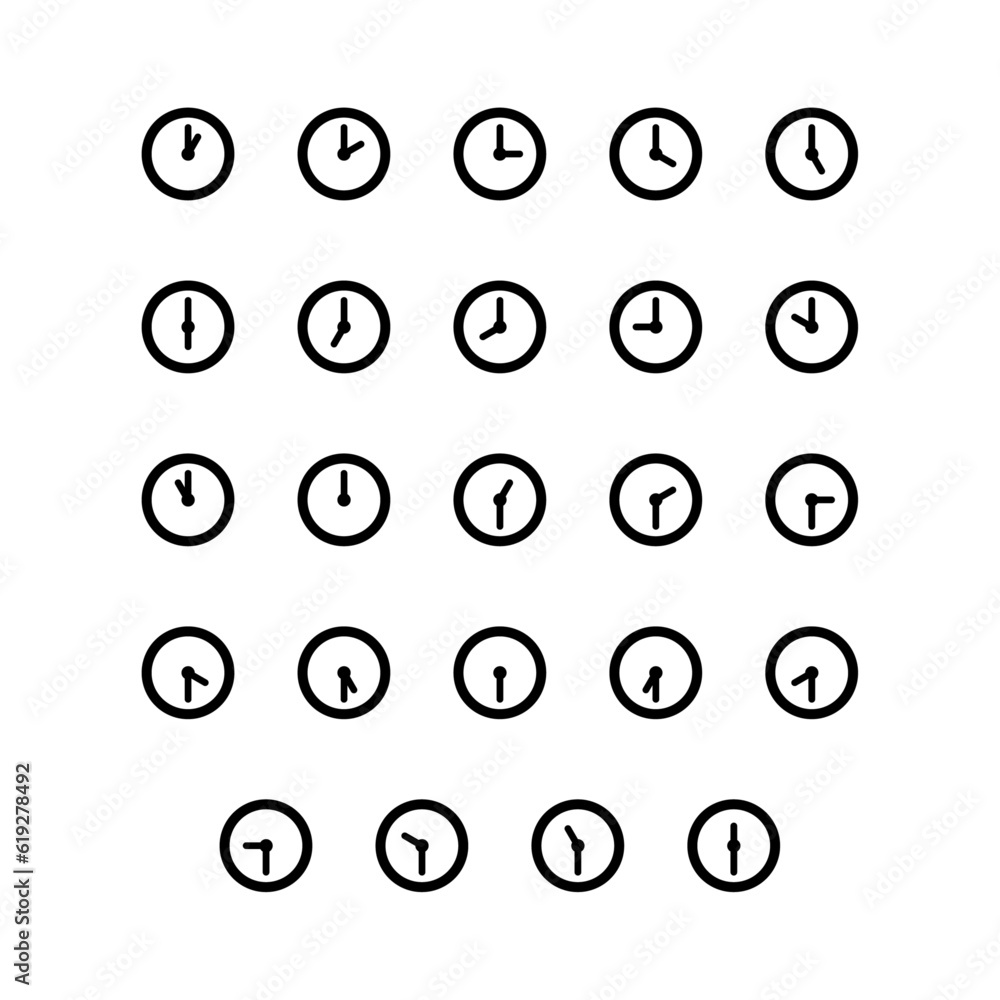 Set of clock Icons. Simple line art style icons pack. vector de Stock ... Set of clock Icons. Simple line art style icons pack. vector de Stock ...