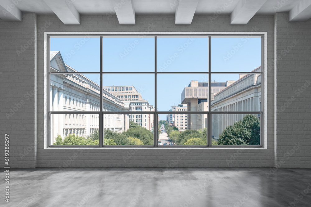 Empty room Interior View Cityscape Washington City Skyline Window ...