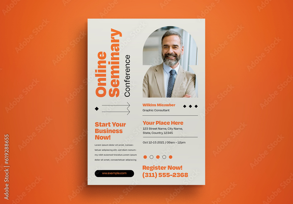 Minimal Online Seminar Flyer Layout Stock Template | Adobe Stock