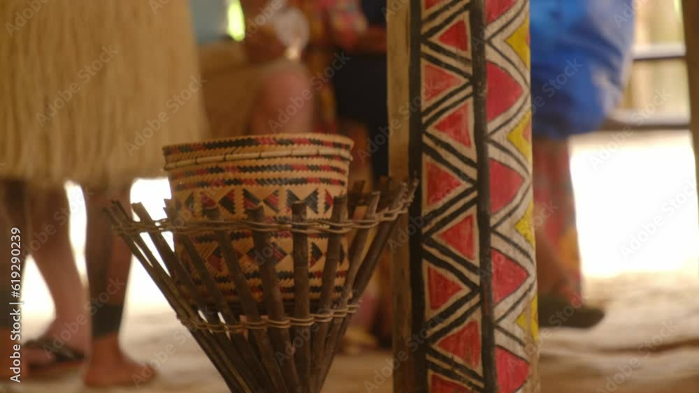 Indigenous woven basket made by an indigenous tribe of the Amazon near ...