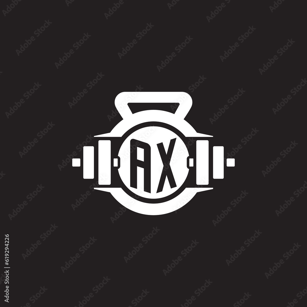 Initial AX logo design ideas with simple dumbbell and kettlebell icon ...
