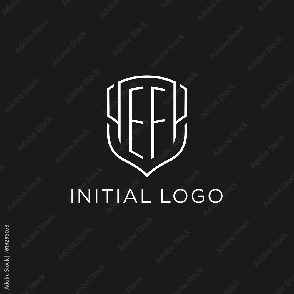 Initial EF logo monoline shield icon shape with luxury style Stock Vector | Adobe Stock