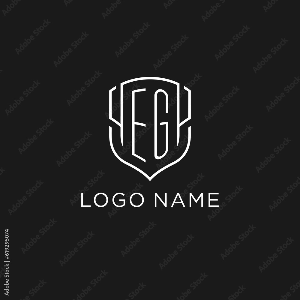 Initial EG logo monoline shield icon shape with luxury style Stock ...