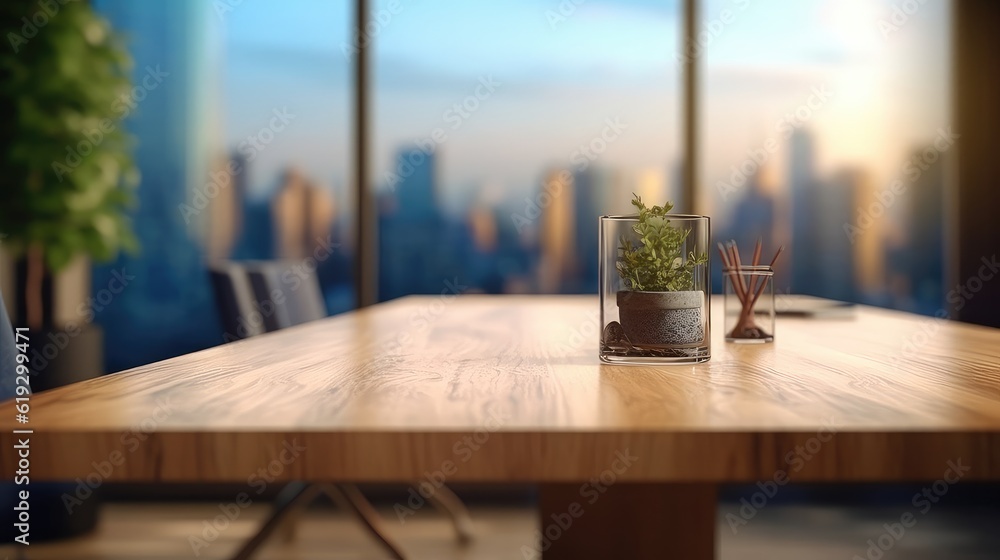 beautiful office plant on the working space, in the modern office ...