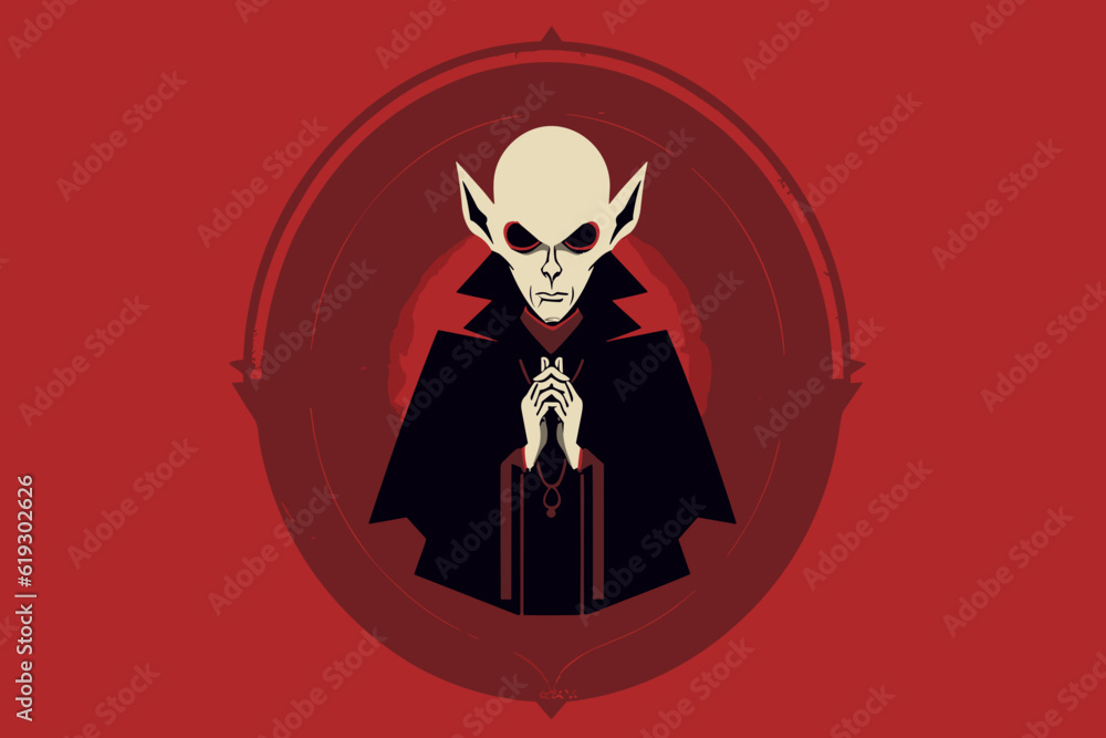 Hand-drawn cartoon Nosferatu flat art Illustrations in minimalist ...