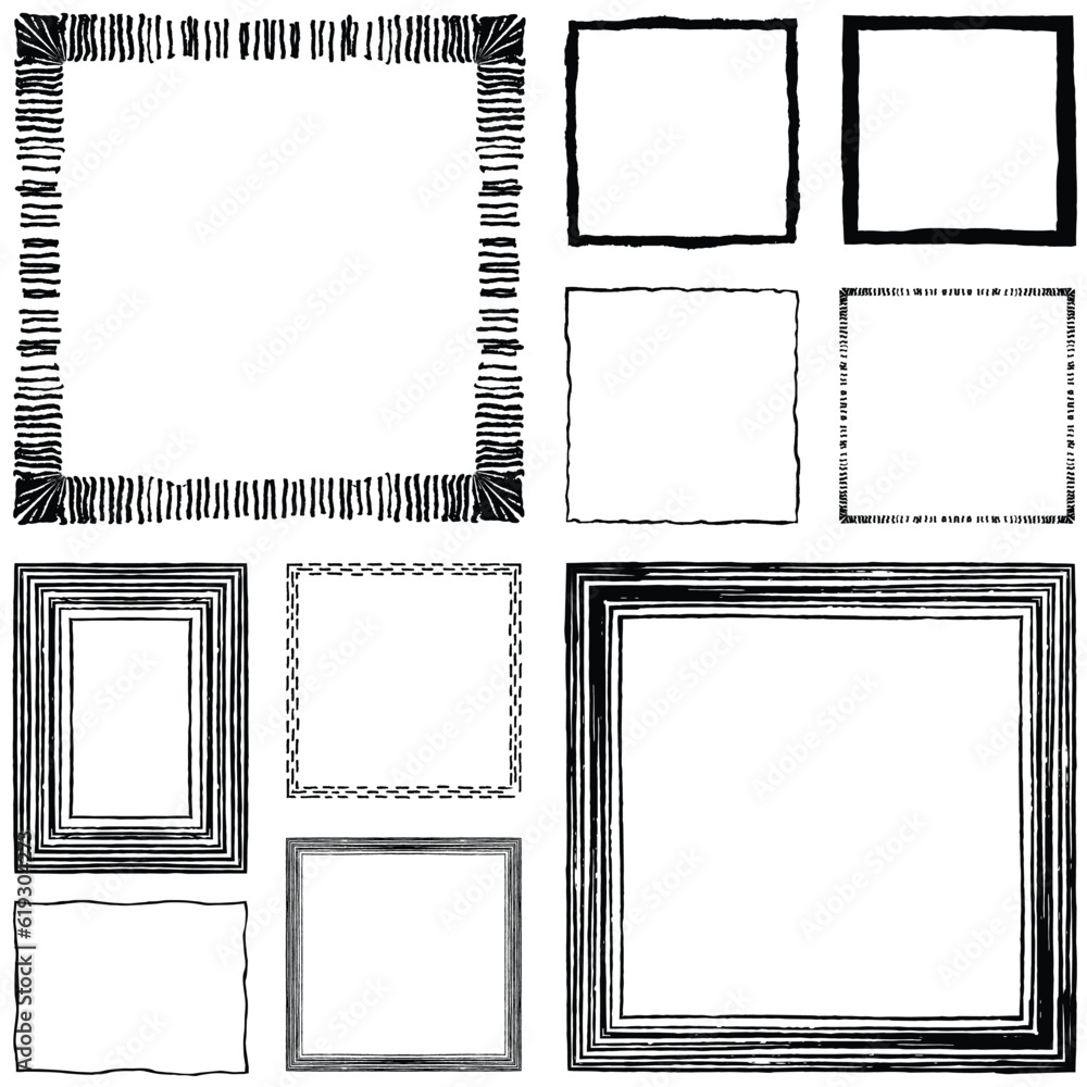 Square vector frame border. Grunge ink illustration. Creative ...