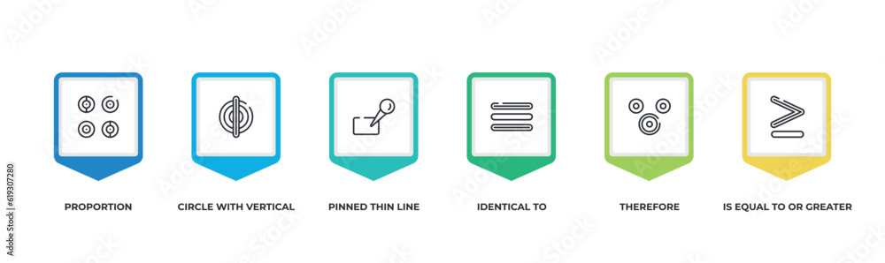 set of signs outline icons with infographic template. thin line icons ...