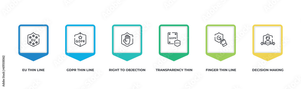 Set Of Gdpr Outline Icons With Infographic Template Thin Line Icons