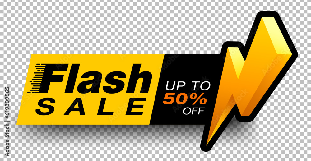 Flash sale banners or stickers designed with lightning bolts to ...