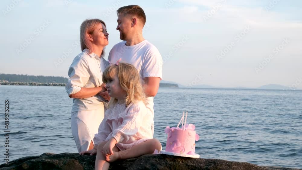love first child in family little girl blonde with cake 3 years love ...