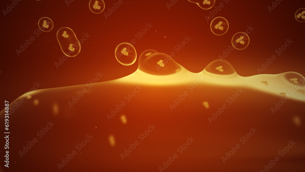 3d Illustration of proteins transport - vesicle budding. Cell and ...