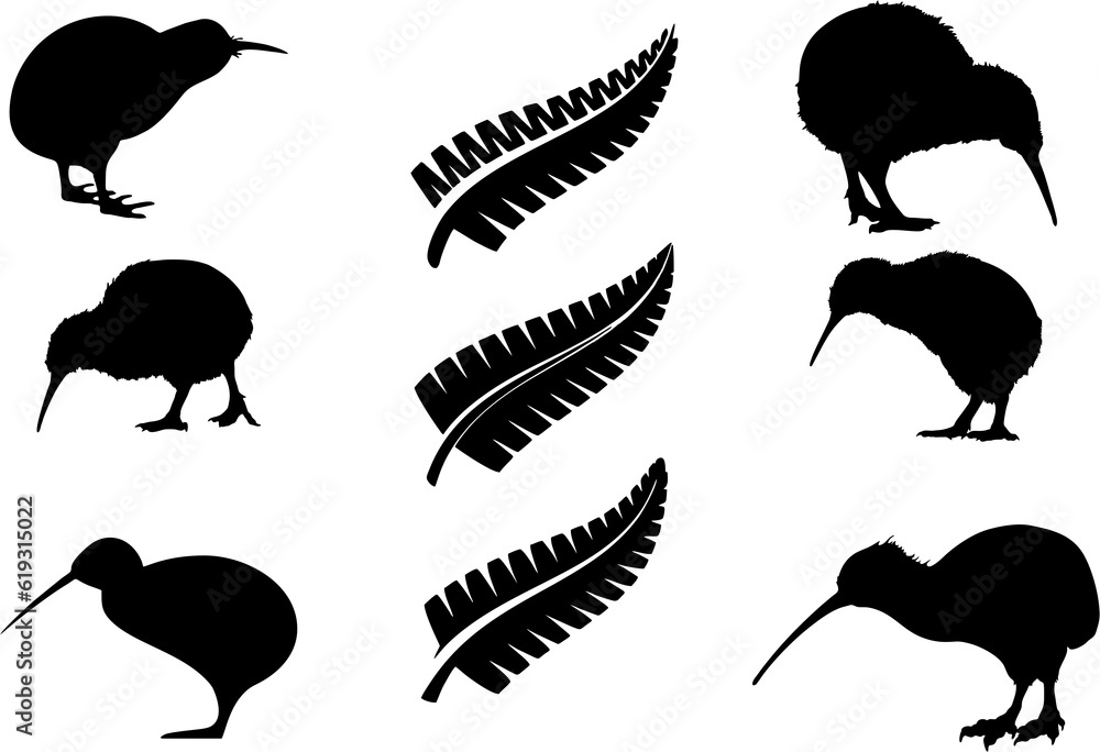 silhouette of kiwi birds. A treasure to Maori, strong cultural ...
