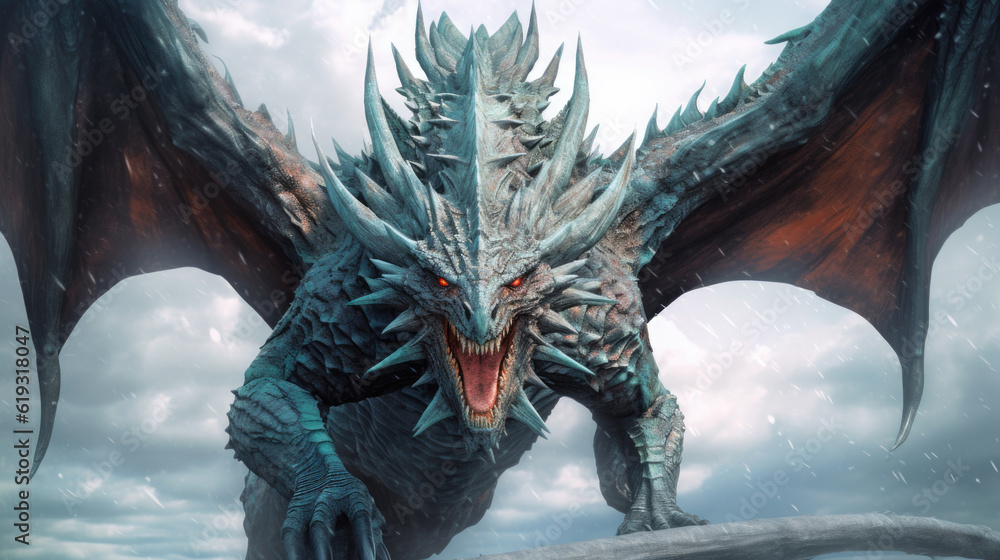 In this stunning portrait, the mythical dragon takes center stage, with ...