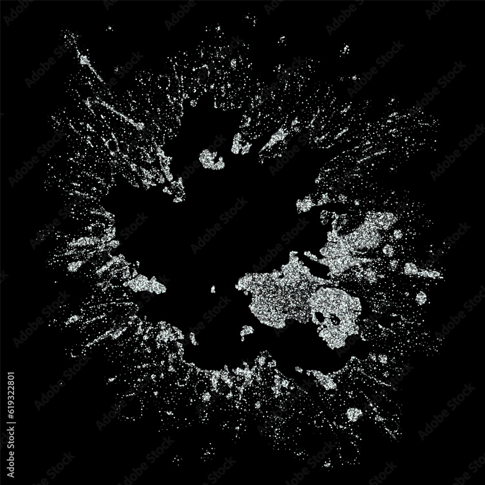 Explosion of confetti, silver dust particles. Sparkling shiny texture ...