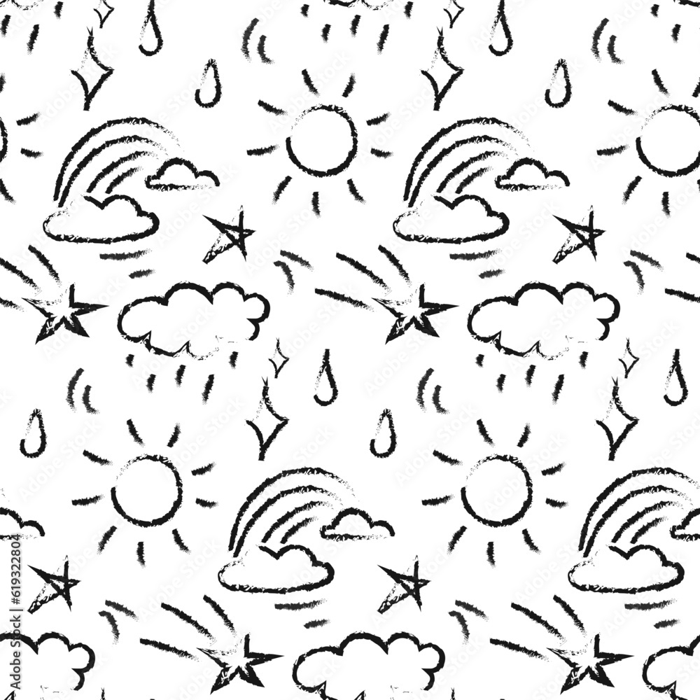 Vecteur Stock A pattern of different weather sun, rain, cloud, rainbow ...