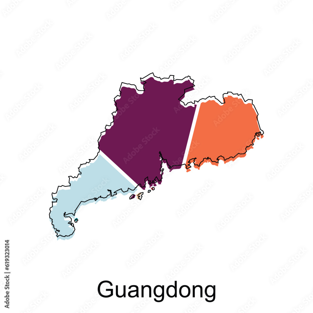 High detailed vector map of Guangdong modern outline, Logo Vector ...