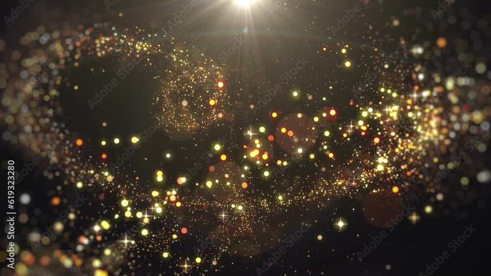 Gold glittering particle background with golden particle glittering ...