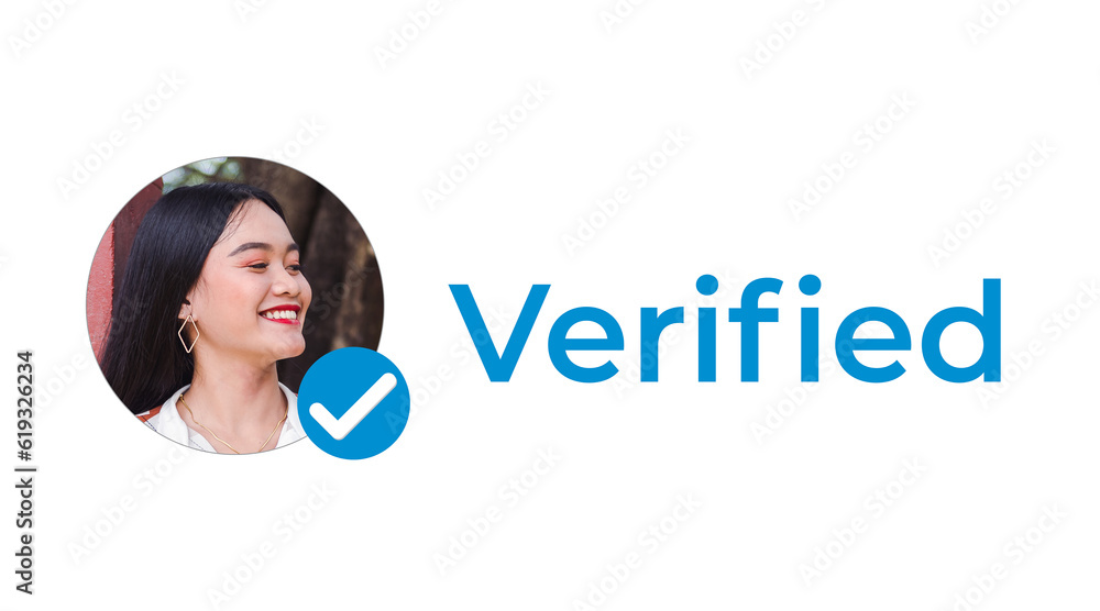 A blue checkmark next to a profile picture. A verified personal social ...