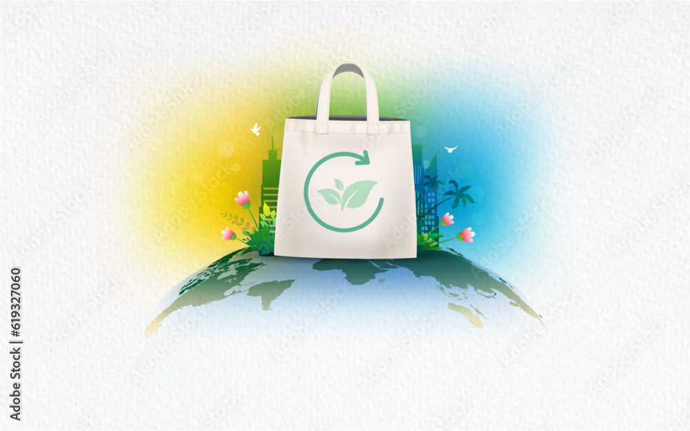 Paper Bag Day concept. International Plastic Bag Free day or Stop ...