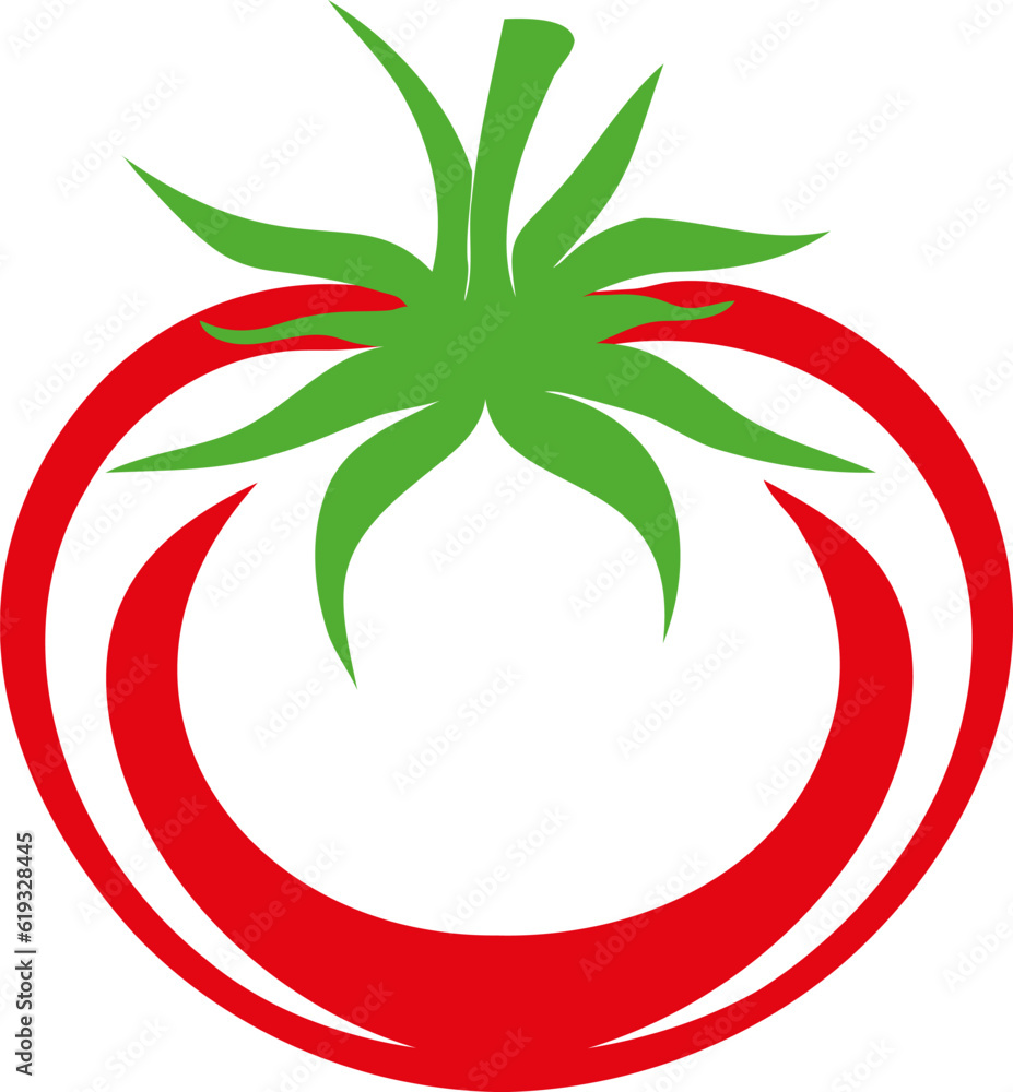 Simple image of a ripe tomato portrayed as an iconic vector logo Stock ...