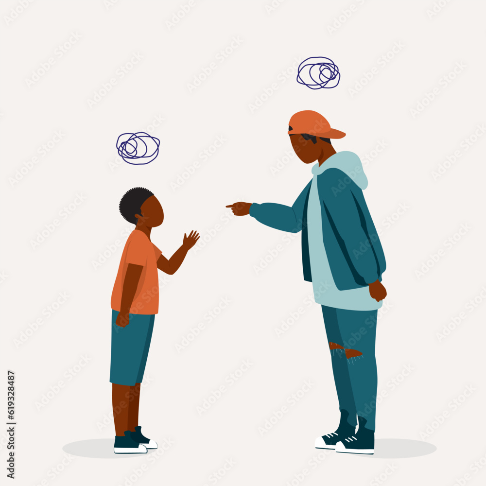 Black Teenage Elder Brother Arguing With His Younger Brother. Full ...