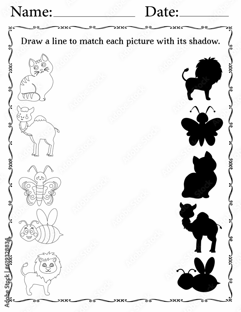 Printable Matching Activity sheet for Kids | Matching Activity ...