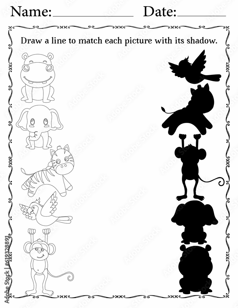 Matching Activity Pages for Kids | Kindergarten Activity Worksheets for ...
