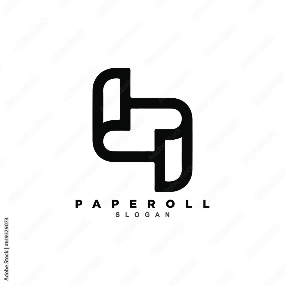 Simple minimal linear paper roll logo design vector Stock Vector ...
