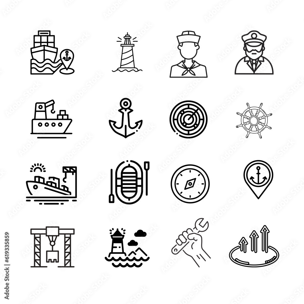 Vector set of linear icons related to order, collect, delivery and ...