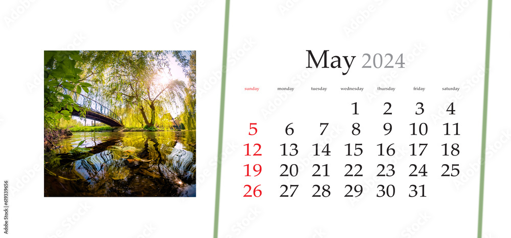 Set of horizontal flip calendars with amazing landscapes in minimal ...